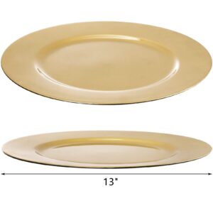 ZEAYEA 12 Pack Gold Charger Plates, 13 Inch Plastic Round Dinner Charger Plates for Wedding Party, Elegant Tabletop Decor