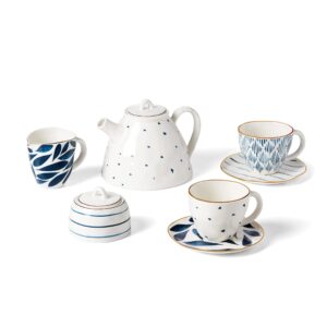 lenox blue bay 9-piece tea set, 5.51, white