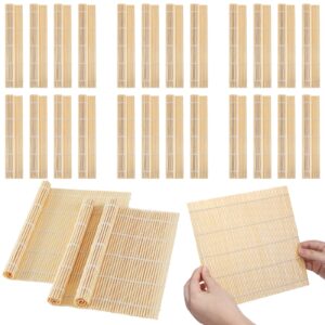 24 pcs sushi making kit bamboo sushi rolling mat non stick sushi mat sushi roller sushi making mat set for home kitchen party diy, 9.5" x 9.5"