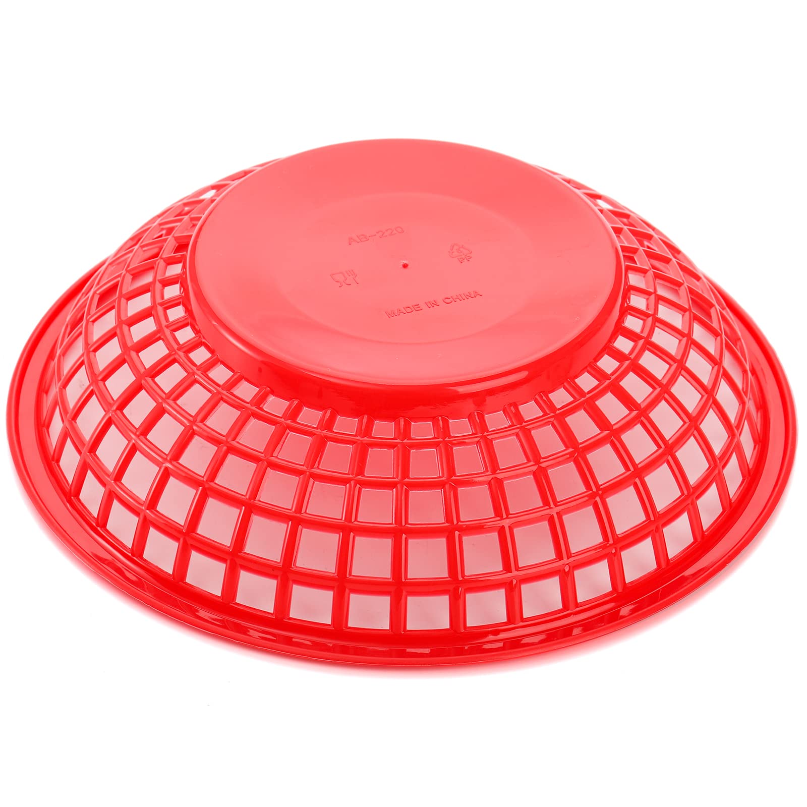 Suwimut 50 Pack Fast Food Baskets, 8 Inches Round Plastic Bread Fry Baskets, Serving Tray for Fast Food Restaurant, Deli Serving, Barbecues, Picnics, Parties, Hot Dogs, Chicken, Burgers