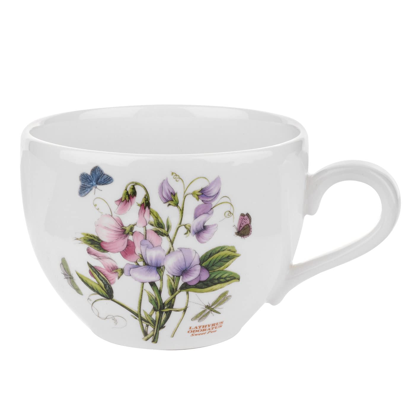 Portmeirion Botanic Garden Jumbo Cup | 20 Oz Large Cup with Sweet Pea Motif | Ideal for Soup, Coffee, or Tea | Made from Porcelain | Dishwasher and Microwave Safe