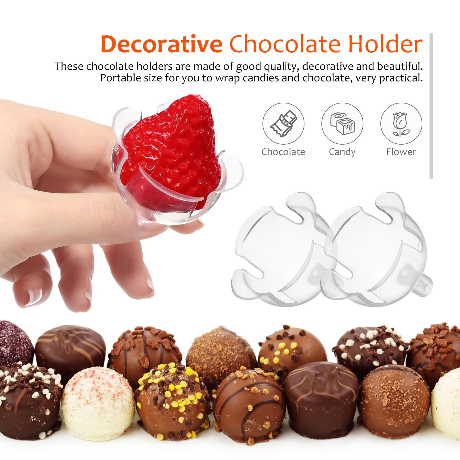 TOYANDONA 100pcs Chocolate Holder for Bouquet, Clear Chocolate Box Holder Plastic Chocolate Holder Case Chocolate Wrappers Candy Packaging Holder for Birthday Wedding Party Decorations