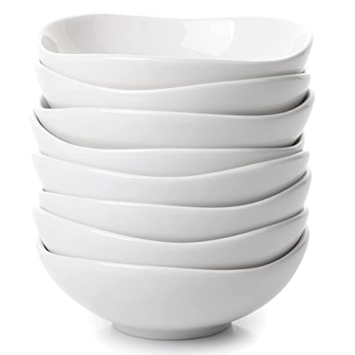 Brew To A Tea BTaT- Dipping Bowls, 5 oz, Set of 8, White Dip Bowls, Ceramic Dip Bowls, Sauce Bowls, Small Bowls for Dipping, Bowls for Dipping, Condiment Dishes, Bowl for Dips, Ripple Effect Bowl