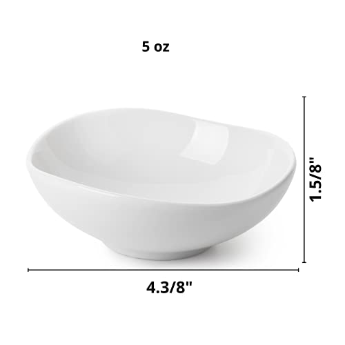 Brew To A Tea BTaT- Dipping Bowls, 5 oz, Set of 8, White Dip Bowls, Ceramic Dip Bowls, Sauce Bowls, Small Bowls for Dipping, Bowls for Dipping, Condiment Dishes, Bowl for Dips, Ripple Effect Bowl