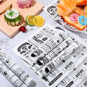 Newsprint Wax Paper Sheets Deli Wax Paper Grease Proof Deli Wrap paper Waterproof Food Wrapping Paper Sheets Food Trays Food Basket Liners for Home Kitchen Baking Hamburger Sandwich (150 Pieces)