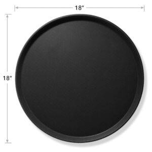 Jubilee 18" Round Restaurant Serving Trays (Set of 2), Black - NSF Certified Non-Slip Food Service Tray