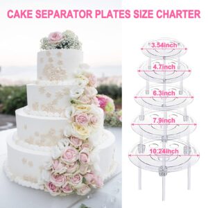 Aufind 85 PCS Plastic Cake Dowel Rods Set, 20 White Plastic Cake Sticks Support Rods with 5 Cake Separator Plates for 4, 6, 8, 10,12 Inch Cakes and 20 Clear Cake Stacking Dowels for Tiered Cakes