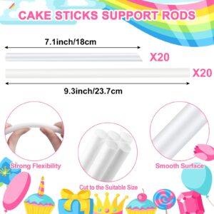 Aufind 85 PCS Plastic Cake Dowel Rods Set, 20 White Plastic Cake Sticks Support Rods with 5 Cake Separator Plates for 4, 6, 8, 10,12 Inch Cakes and 20 Clear Cake Stacking Dowels for Tiered Cakes