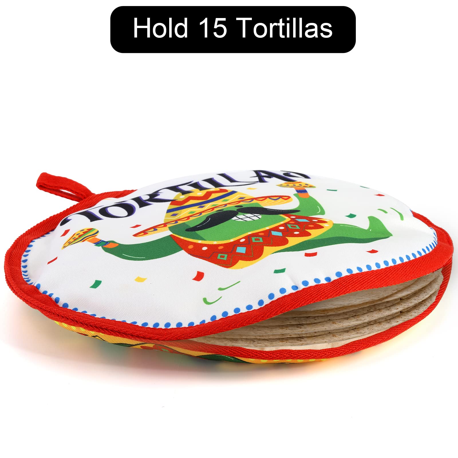 Coloch 3 Pack Tortilla Warmer Pouch, 12" Insulated Cloth Pouch For 15 Tortilla Cute Taco Warmer Holder for Tortillas, Taco, Pita, Wrap, Naan, Pancake, Flat Bread, Microwave/Oven Safe