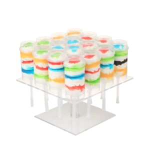 Clear Square Acrylic 16 Holes Push Pop Cake Stand for Party, Wedding, Bakery (7.87'' of Length)