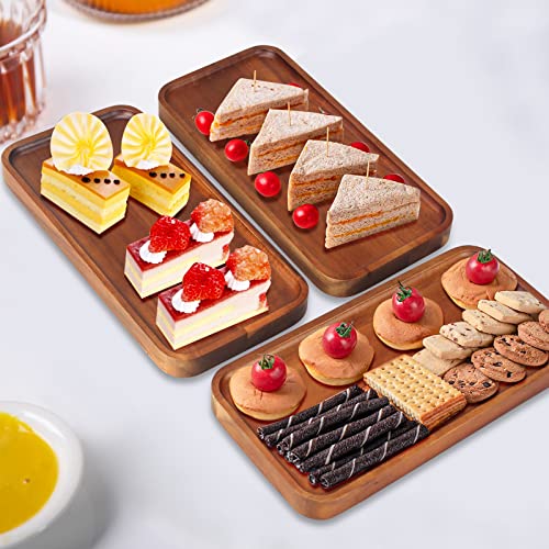 Small Wooden Platter Best Charcuterie Board Acacia Wood Serving Trays Cheese Boards Cake Appetizer Plates Kitchen Charcuterie Platters for Food Dish Rectangular Dessert Snack Decorative Tray