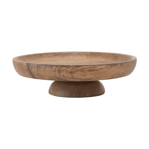 Bloomingville Round Natural Mango Wood Footed Cake Stand Bowl, Pack of 1