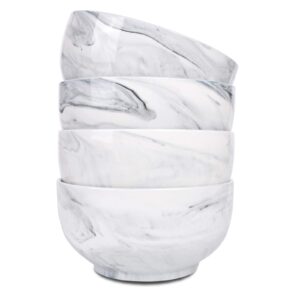 bosmarlin marbling ceramic bowl set of 4, 33 oz, dishwasher and microwave safe (33 oz, b-grey marbling)