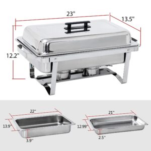 Rectangular Chafing Dish Set 2 Pack of 8 Quart Full Size Chafer Dish Stainless Steel Frame Chafers With Foldable Frame Legs (2)