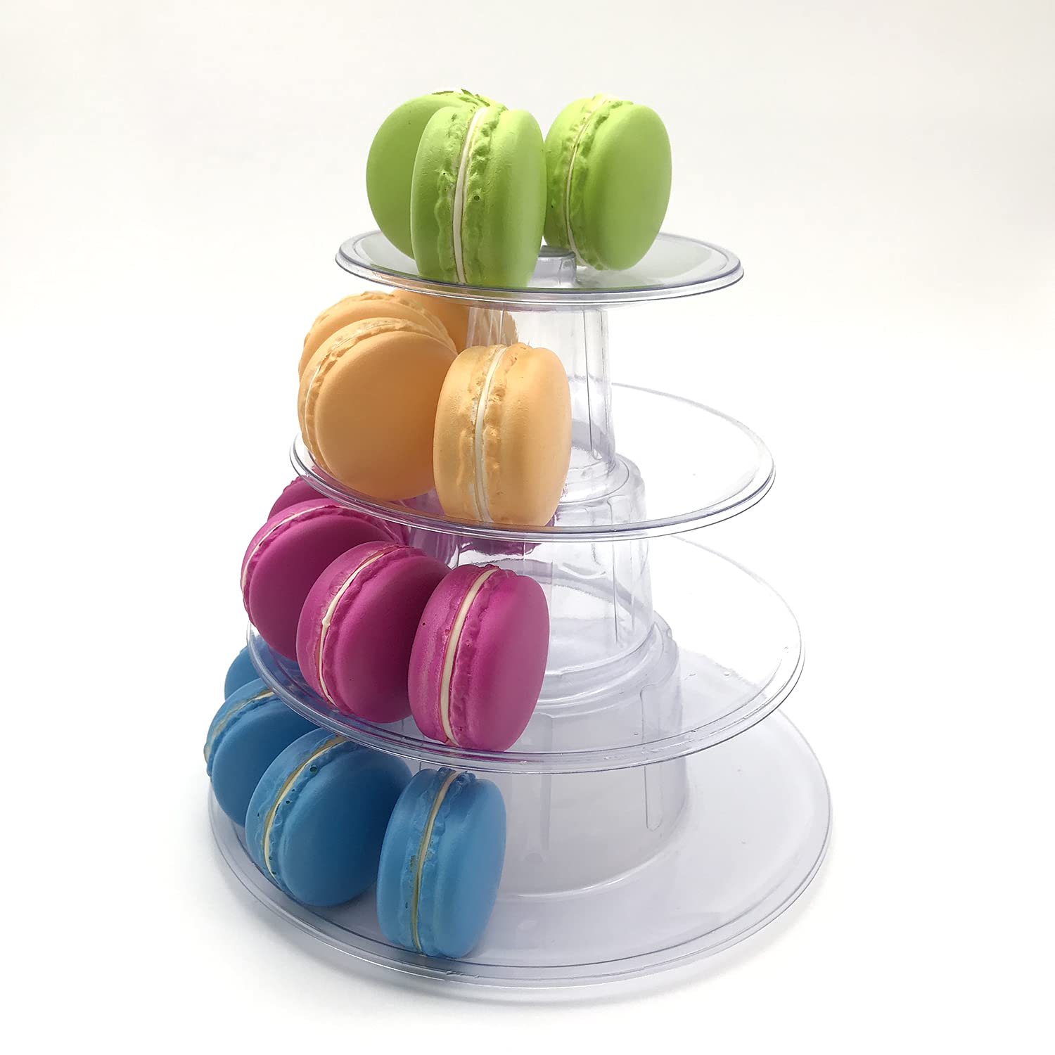 2 Set 4 Tier Macaron Display Stand Round Macaron Tower Cake Stand Dessert Cupcake Stand Cookie Tray Rack Desserts Display for Wedding Birthday Party Baby Shower Bakery Decor