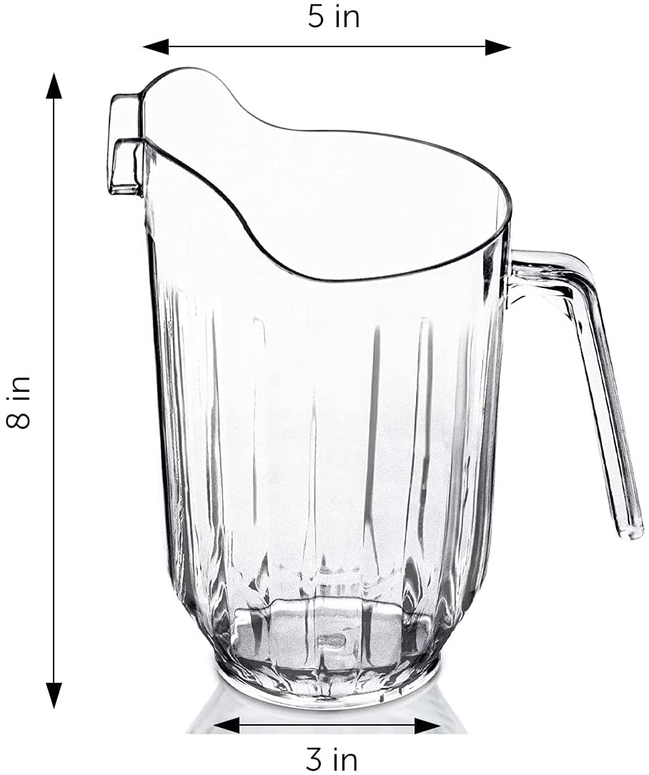 DecorRack 6 Polycarbonate Plastic Pitcher Beverage Dispenser with Pour Spout Shatterproof Catering and Restaurant Serveware for Cold Drinks, Water, Lemonade, Beer, and Sangria, 56 Ounce (6 Pack)