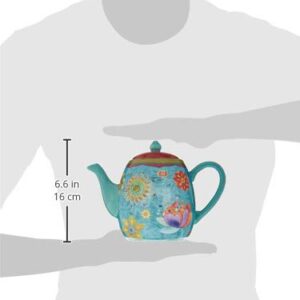 Certified International Tea Pot Ceramic Blue, Tunisian Sunset Collection, 40 Ounces