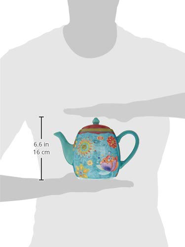 Certified International Tea Pot Ceramic Blue, Tunisian Sunset Collection, 40 Ounces