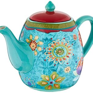 Certified International Tea Pot Ceramic Blue, Tunisian Sunset Collection, 40 Ounces