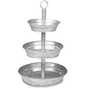 ilyapa galvanized three tiered serving stand - 3 tier metal tray platter for cake, dessert, appetizers & more