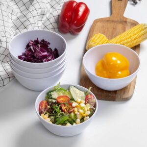 Webbylee Melamine Cereal Bowls set - 6pcs 20oz White Soup Bowls for Daily Use, Dishwasher Safe, Durable,Breat-resistant