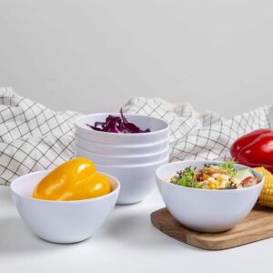 Webbylee Melamine Cereal Bowls set - 6pcs 20oz White Soup Bowls for Daily Use, Dishwasher Safe, Durable,Breat-resistant