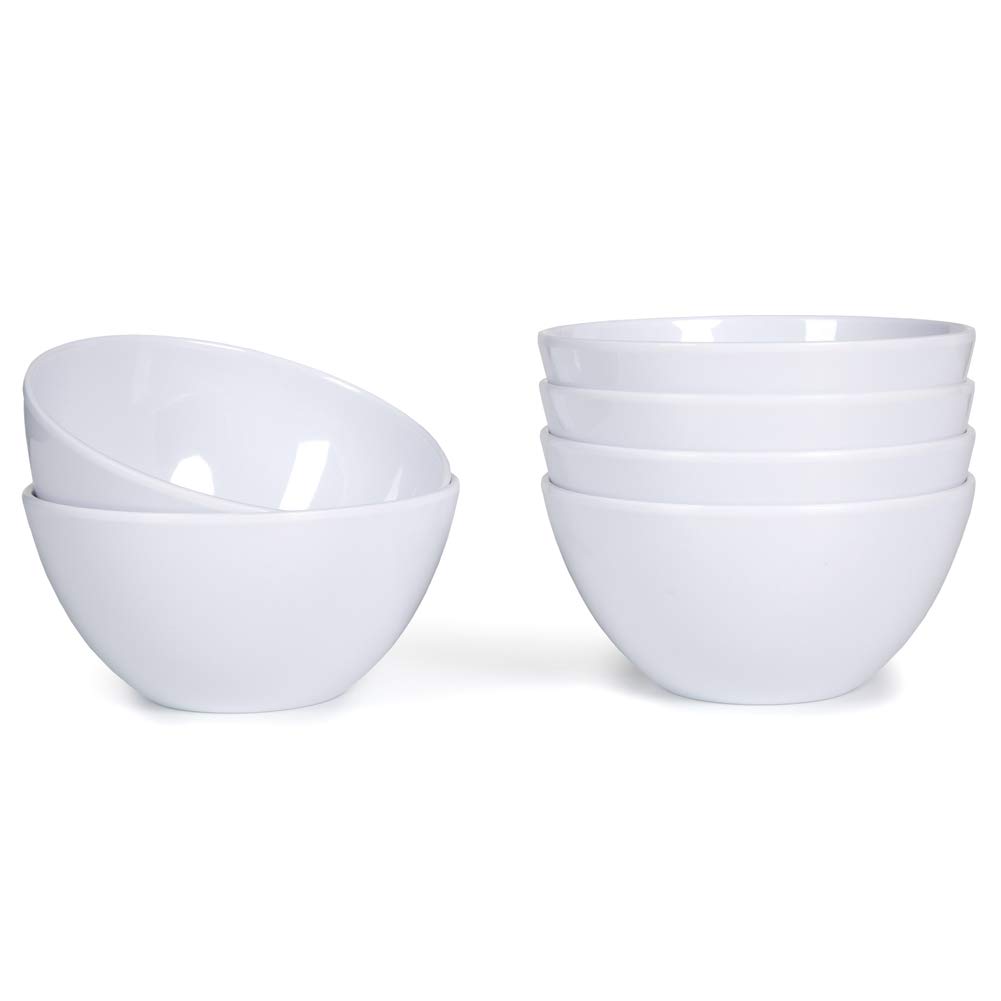 Webbylee Melamine Cereal Bowls set - 6pcs 20oz White Soup Bowls for Daily Use, Dishwasher Safe, Durable,Breat-resistant