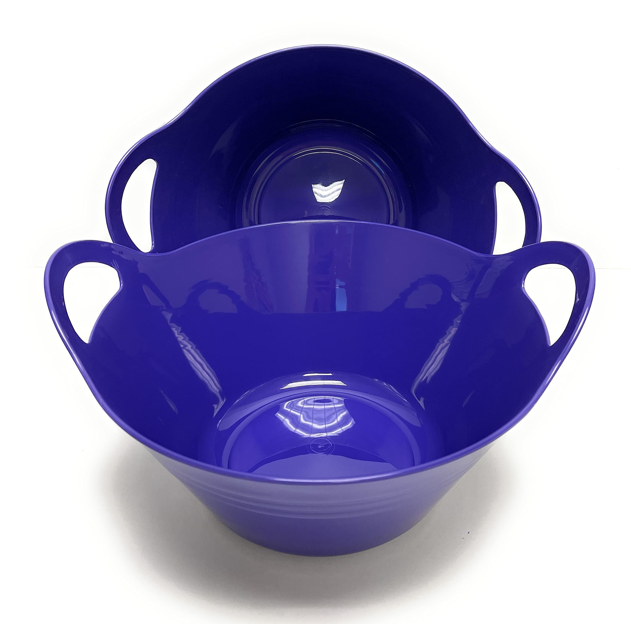 Mintra Home Plastic Bowls with Handles (4.5L Large 2pk, Strong Purple)