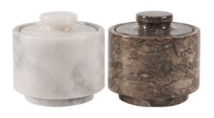 marblous krafts stylish marble salt and pepper cellar white and grey oceanic 3.5 oz salt cellar, salt container and tea storage box 3" x 3" salt holder with lid (white and grey oceanic)