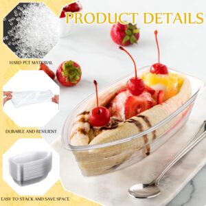 Rtteri Banana Split Boat Plate 12oz Disposable Ice Cream Sundae Bowls Banana Split Bowls Clear PET Plastic Splits Bowl Tray for Kid Party Dish Dessert Birthday Carnivals Gelato Home (200 Pcs)