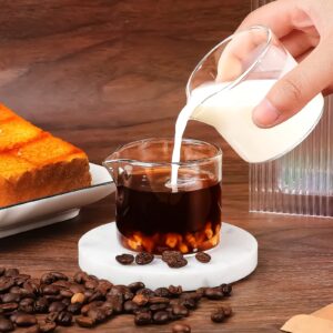 4 Pcs Small Glass Creamer Pitcher Milk Creamer Pitcher Mini Glass Pitcher Transparent Coffee Pitcher Glass Tea Milk Pourer Glass Pitcher Mini Pitcher Frothing Pitcher for Coffee (No Handle Style,4 oz)