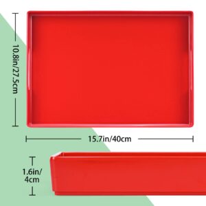 XMNFLY Serving Tray with Handles-10x15Inch Red Melamine Modern Serving Platters,Serving Wine,Coffee,Breakfast/Kitchen Countertop Tray/Makeup Drawer Organizer/Vanity Table Tray/Decorative Tray