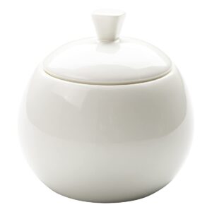 sizikato pure white porcelain sugar bowl with lid, 14 oz salt bowl for kitchen or restaurant