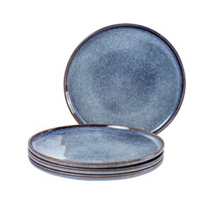 unicasa ceramic large dinner plates - 11 inch dessert, salad plate set of 4 for steak, pasta, dinnerware sets, scratch resistant - porcelain serving dishes, dishwasher & microwave safe (blue)