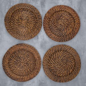 Artera Wicker Rattan Charger Plates - Set of 4, 13 inch Round Woven Plate Holder, Decorative Service Plates for Home, Professional Fine Dining Perfect for Events & Dinner Parties