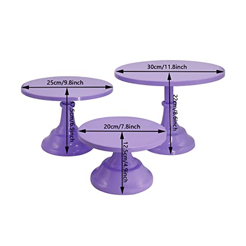 3 Pieces Cake Stand Set Purple Metal Cupcake Dessert Holder Party Serving Tray for Baby Shower Wedding Birthday Parties Celebration