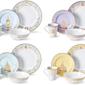 Disney Princess 16-Piece Dinnerware Set | Cinderella, Jasmine, Ariel, Belle