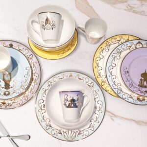 Disney Princess 16-Piece Dinnerware Set | Cinderella, Jasmine, Ariel, Belle