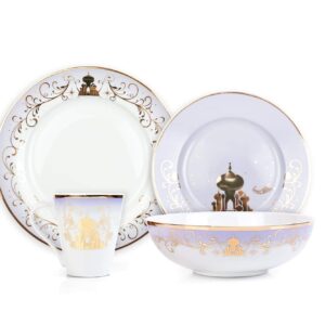 Disney Princess 16-Piece Dinnerware Set | Cinderella, Jasmine, Ariel, Belle