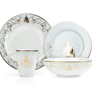 Disney Princess 16-Piece Dinnerware Set | Cinderella, Jasmine, Ariel, Belle