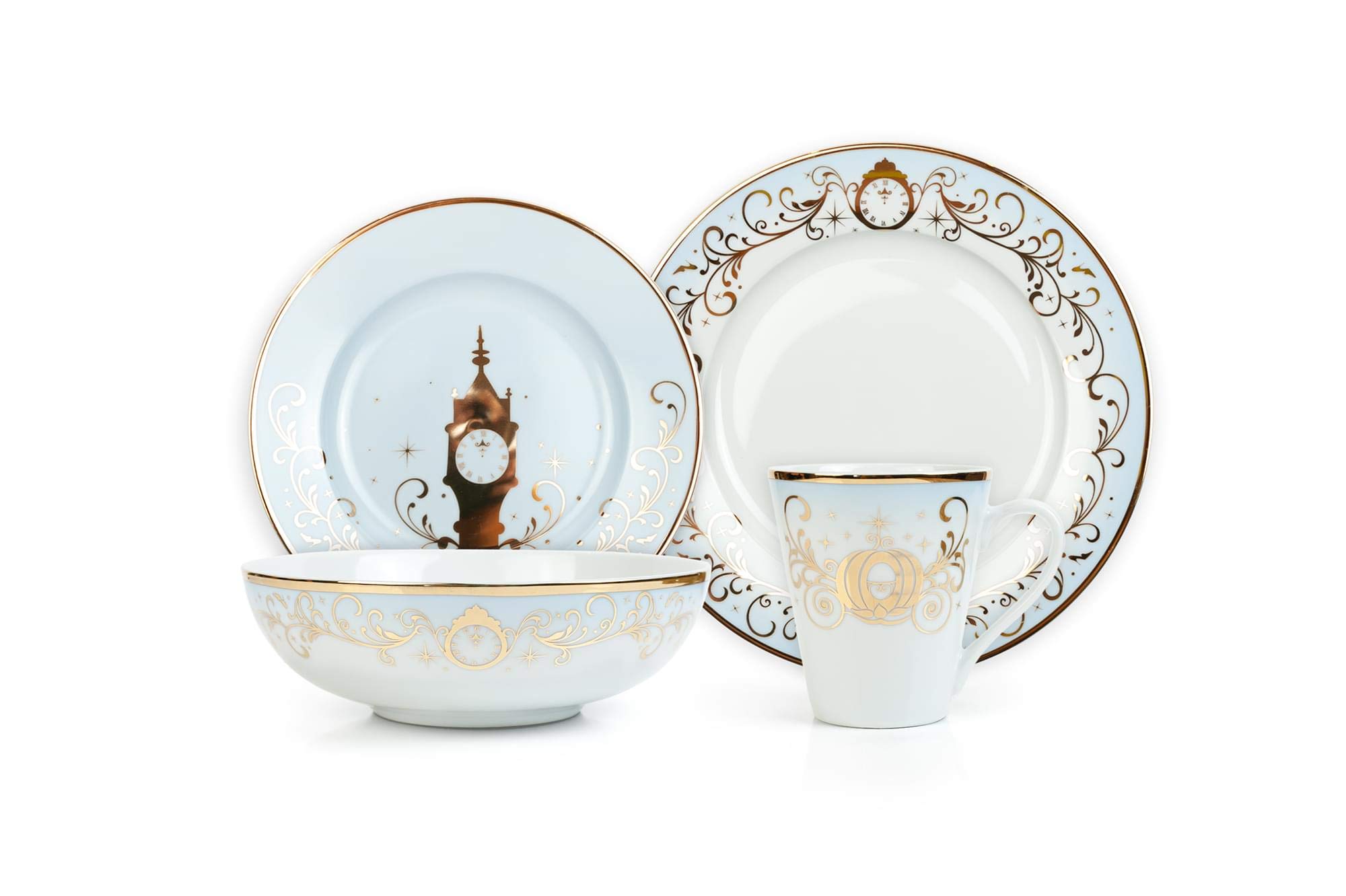 Disney Princess 16-Piece Dinnerware Set | Cinderella, Jasmine, Ariel, Belle