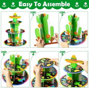 Haooryx Mexican Fiesta Party Cupcake Stand Decorations 3 Tier Let’s Fiesta Cupcake Tower Cardboard Cactus Sombrero Dessert Holder for Kids Cinco De Mayo Taco Summer Carnival Birthday Party Cake Supply