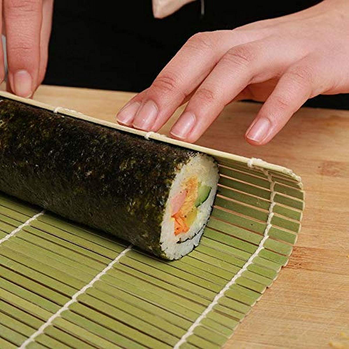 JapanBargain 3987, Set of 6 Bamboo Sushi Rolling Mats Sushi Roller Sushi Mat Sushi Maker Kit, Flat and Round Bamboo Mats, 9-1/2 Inches