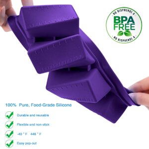 Butter Mold with Lid, Silicone Butter Tray Container with Spatula, Non-Stick Silicone Butter Molds for Making 4 Stick Forms Herbal Butter, Homemade Butter, Garlic Butter, Easy Release (Purple)