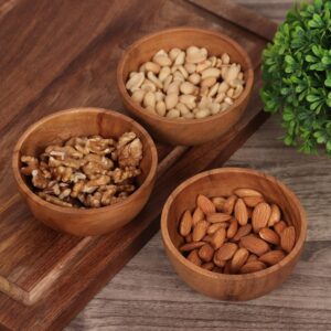 LAVAUX DESIGNS Set of 6 small acacia wood dessert bowls 4.2 * 2 inches | 8 oz capacity | Charcuterie accessories | use for dipping, condiments, nuts, ice cream, snacks, sauce, dips