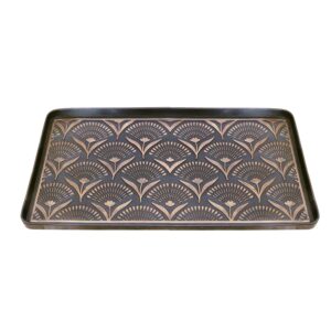 ART & ARTIFACT Rubber Boot Tray Wet Shoe Tray for Entryway Indoor Outdoor Rubber Mat Extra Large Boot Tray 32" x 16", Black, Damask