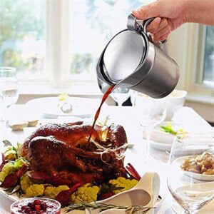 Stainless-Steel Double Insulated Gravy Boat - Sauce Jug with Hinged Lid, Ideal for Gravy or Cream at Thanksgiving, Dishwasher safe - 16 oz/450 ml