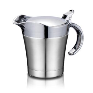 Stainless-Steel Double Insulated Gravy Boat - Sauce Jug with Hinged Lid, Ideal for Gravy or Cream at Thanksgiving, Dishwasher safe - 16 oz/450 ml