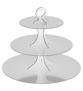 ausoleil 2 set cupcake stand tower 3 tier, white tiered cardboard cupcake display stand, round stand cupcake dessert holder stand for parties (white)