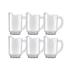 Carlisle FoodService Products Versapour Clear Pitcher Tall Pitcher for Restaurants, Catering, Kitchens, Plastic, 60 Ounces, Clear, (Pack of 6)